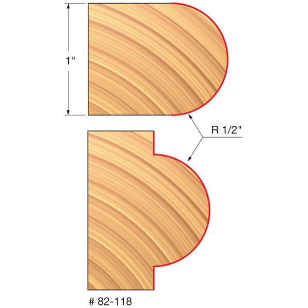 Freud 82 118 1 Bullnose Half Round Router Bit 12 Shank Cirlce Saw