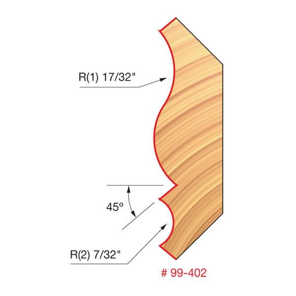 Freud 99-402 17/32" & 7/32" Radius Crown Molding Bit for 2-1/4" stock ...