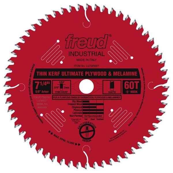 Freud Lu79r007 7 60t Hi Atb Thin Kerf Plywood And Melamine Blade