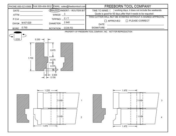 Item: MC-67-020, FREEBORN - MC-67-020 - CARBIDE WINDOW SASH SET Shaper ...