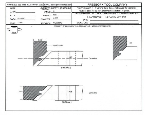 Item:PC-28-001, FREEBORN - PC-28-001 - CARBIDE LOCK MITER SET Shaper Cutter